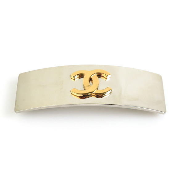 CHANEL | Accessories | Chanel Coco Mark Metal Silver Gold Barrette ...